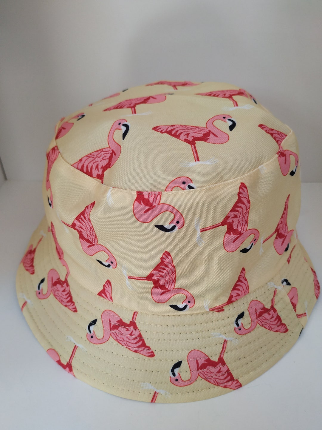 Pink Flamingo Beige Bucket Hat Reversible Unisex One Size - Etsy