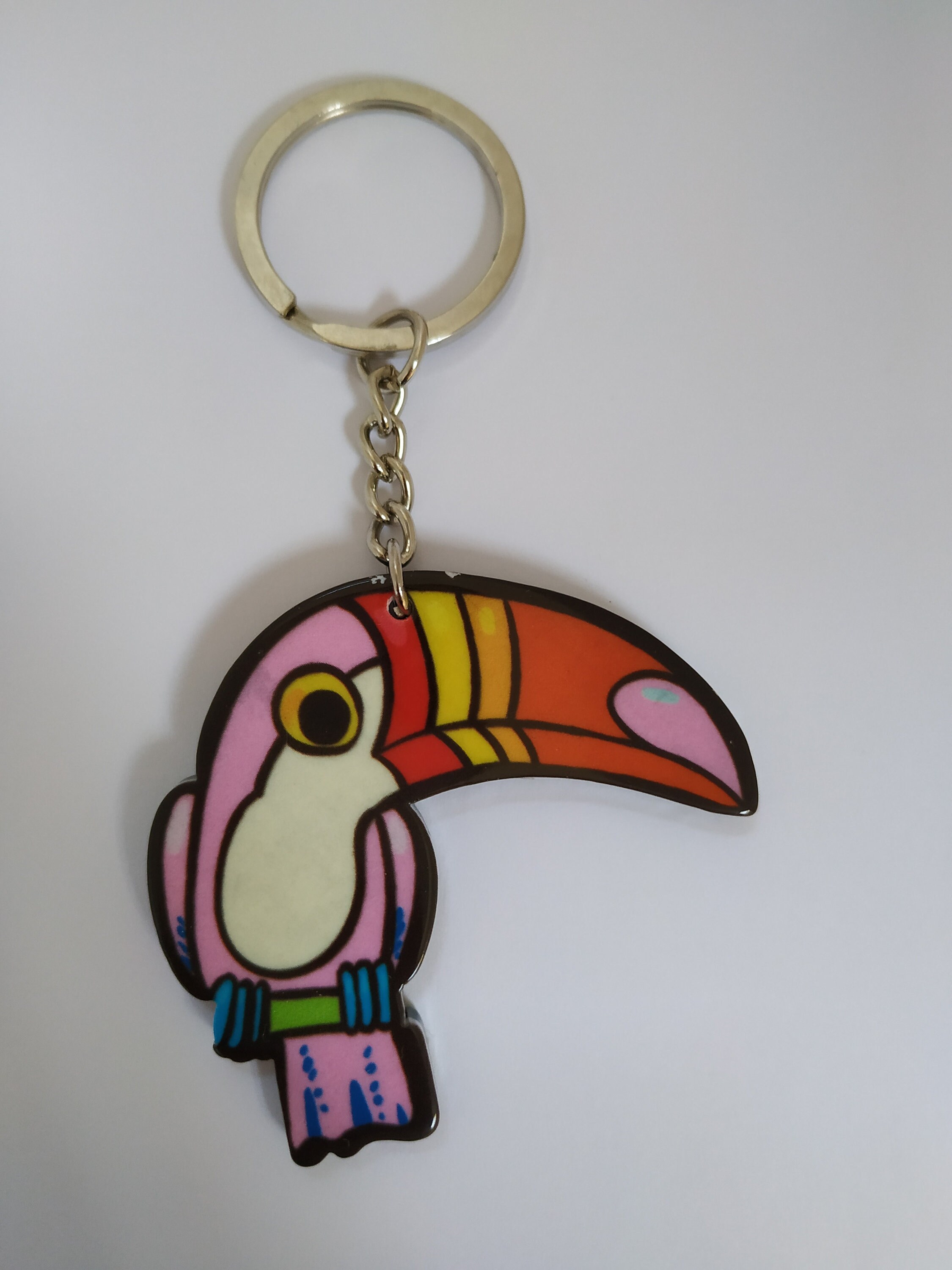Green Parrot Pink Blue Toucan Birds Keyring Keychain - Etsy