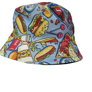 Fast Food Blue Bucket Hat Reversible Black Unisex One Size Summer Party ...