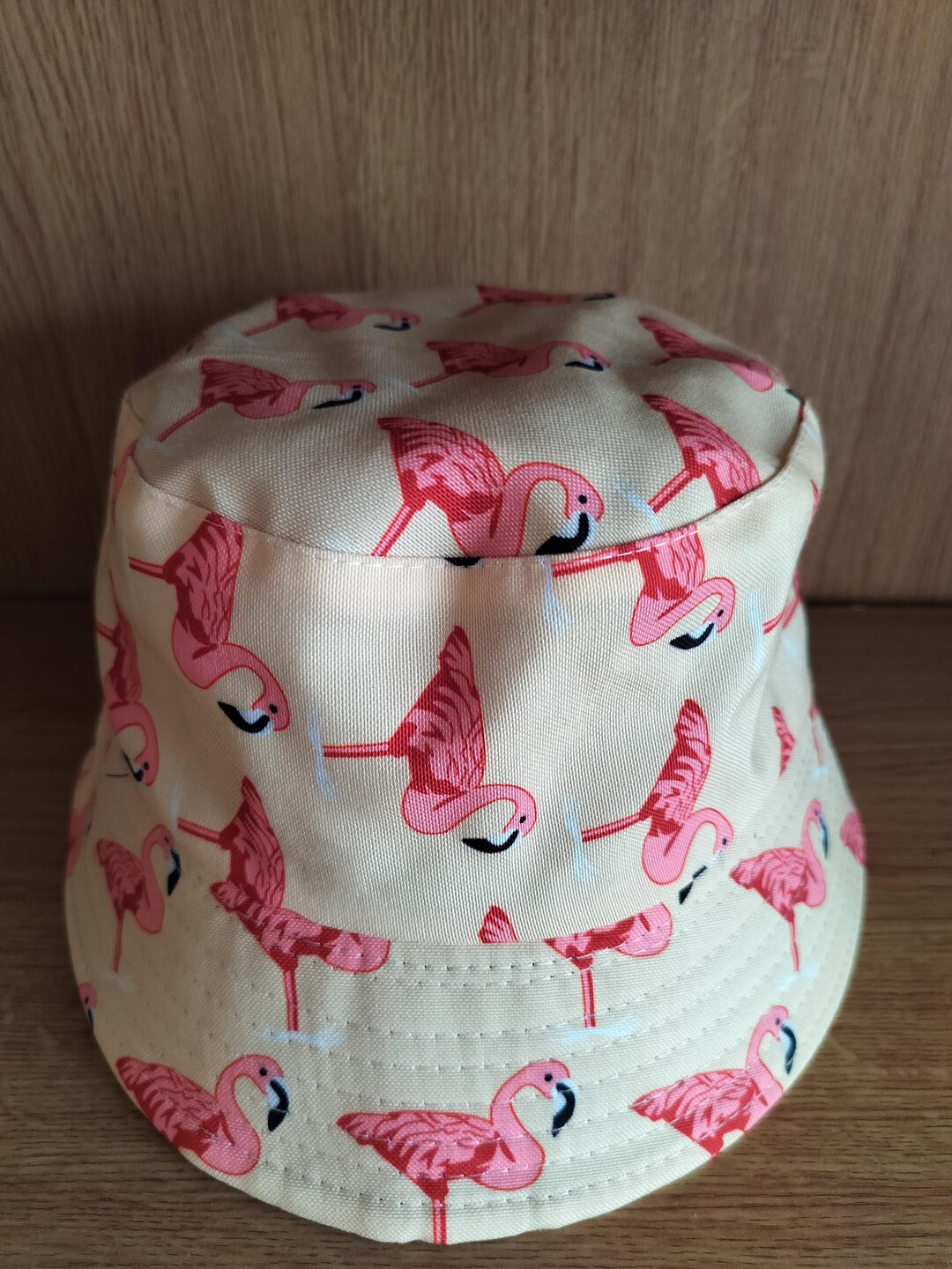 Pink Flamingo Beige Bucket Hat Reversible Black Unisex One Size ...