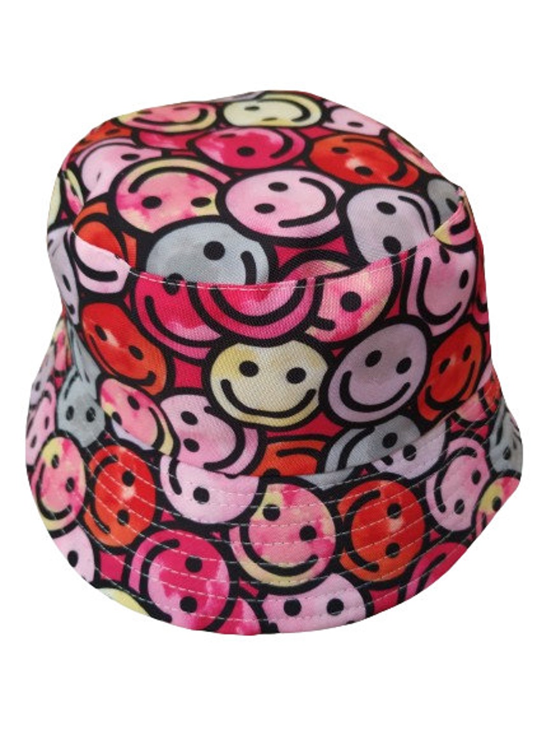 Smiley Faces Bucket Hat 2 Sides Reversible Black Unisex One Size Summer ...