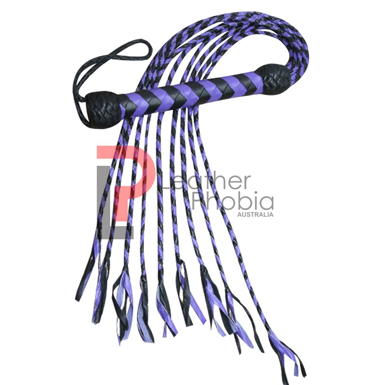 100% Genuine Cowhide Leather Flogger 9 Braided Tails Fully Handmade ...