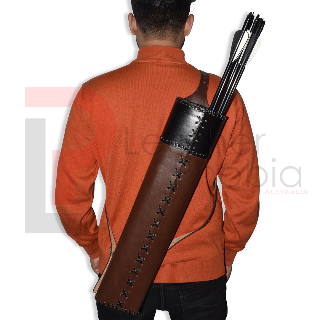 Genuine Plain Leather Back Arrow Quiver Arrow Holder Quiver Traditional ...
