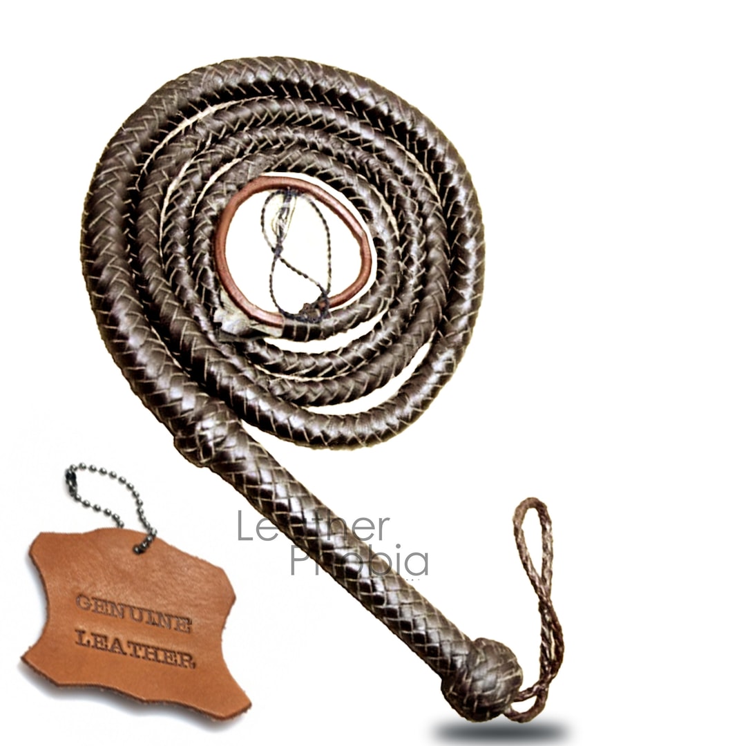 Real Cowhide Leather Bull Whip Black 08 Feet Long 12 Plaits Handmade ...