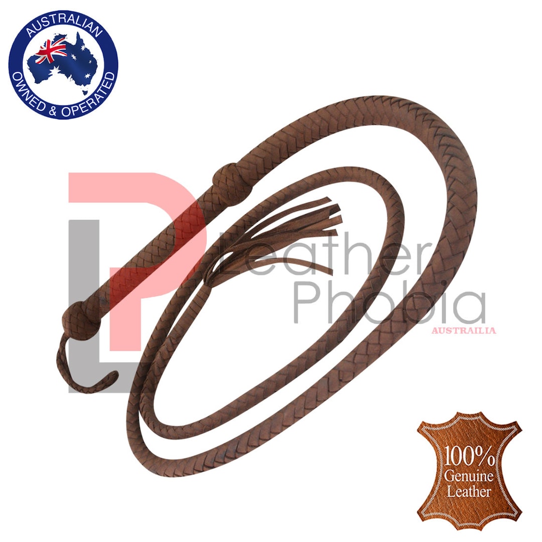 Genuine Cowhide Leather Bullwhip 4 Feet Long Handmade Brown 12 Plaits ...