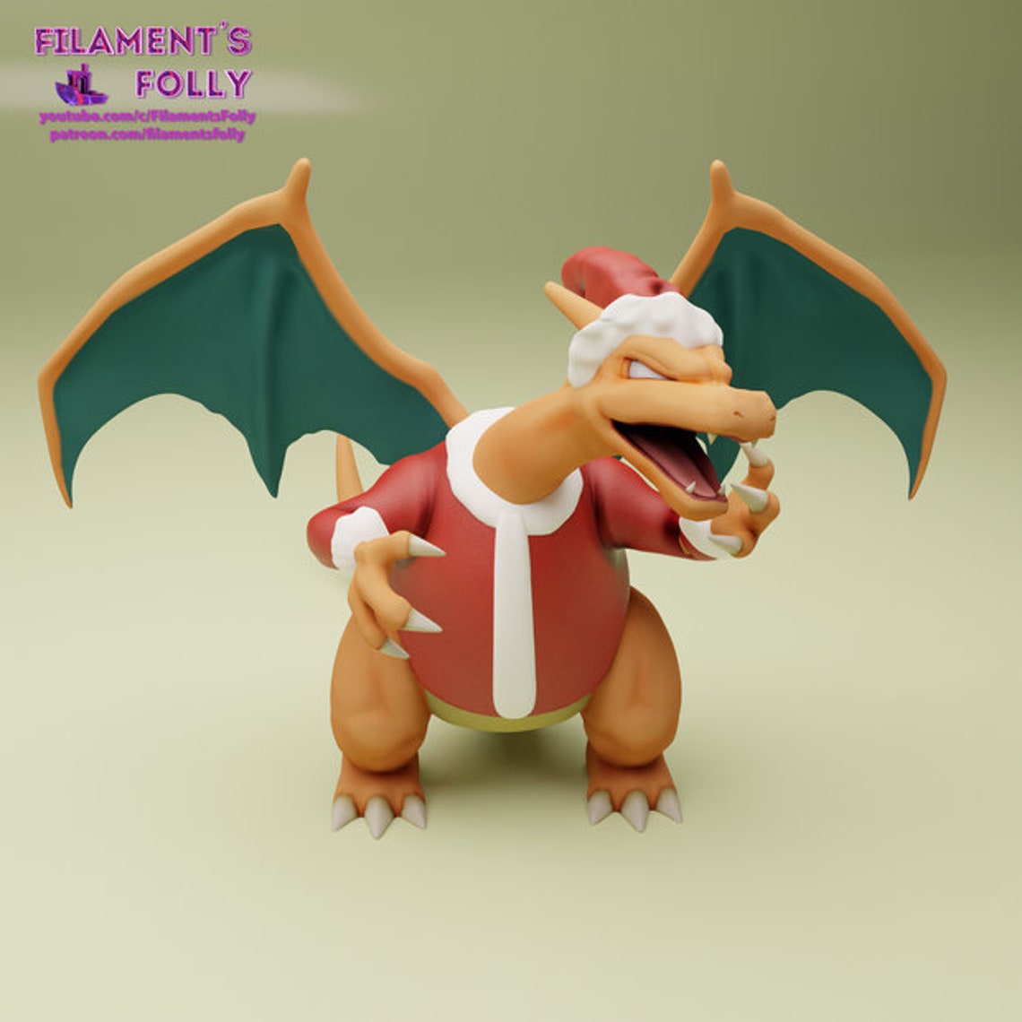 Santa Charizard Ornament 3D Printed | Etsy