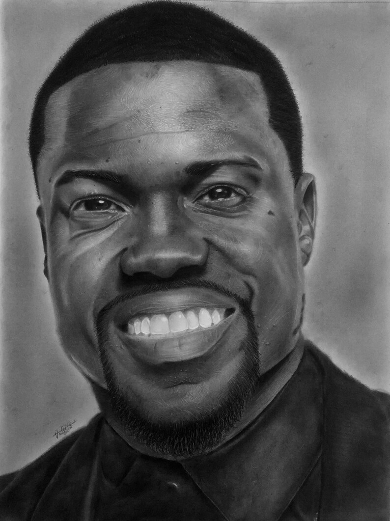 Kevin Hart Portrait Portrait Art Print Pencil Drawing Charcoal Black ...