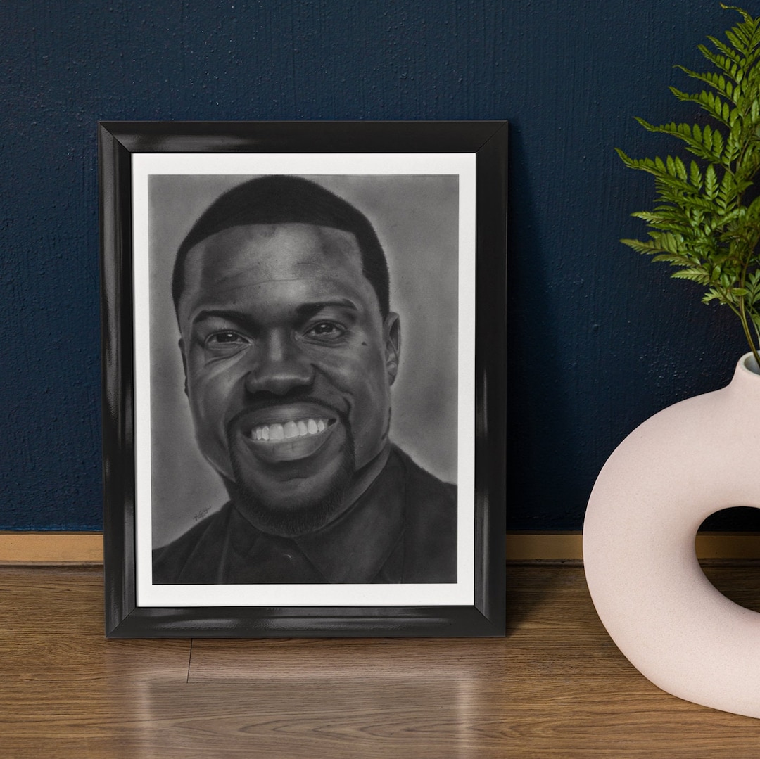 Kevin Hart Portrait Portrait Art Print Pencil Drawing Charcoal Black ...