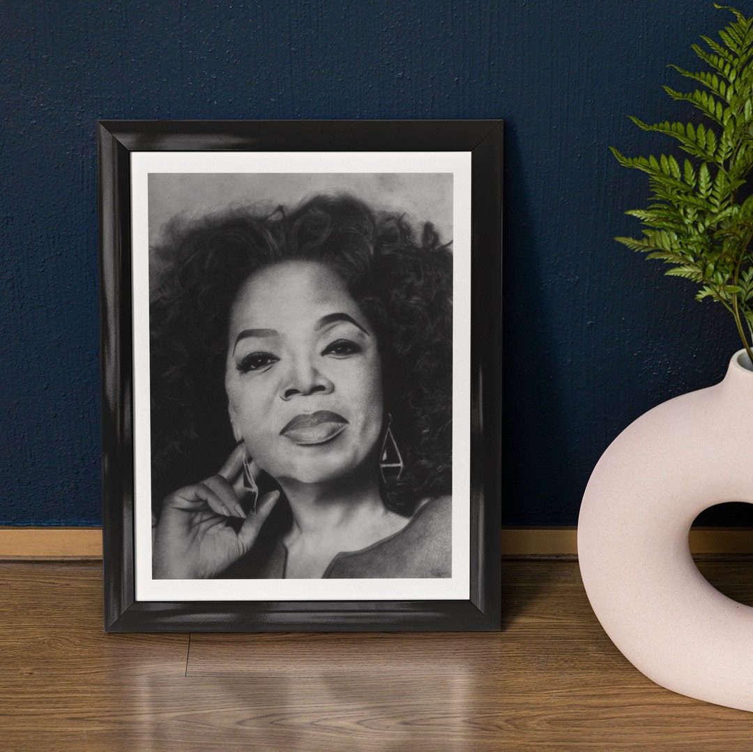Oprah Winfrey Portrait Art Print Pencil Drawing Charcoal Black and ...