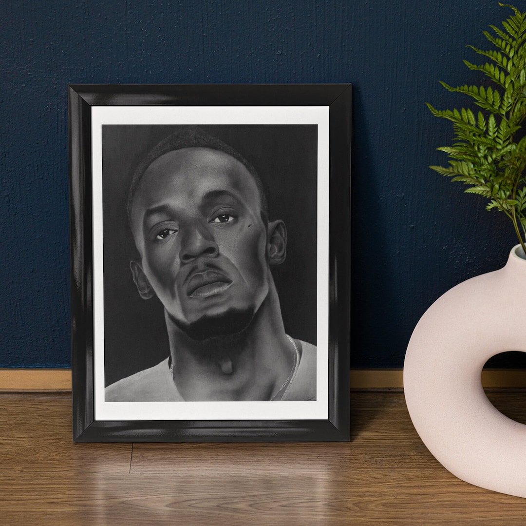 Usain Bolt Drawing, Pencil Portrait, Art Print, Charcoal Black and ...