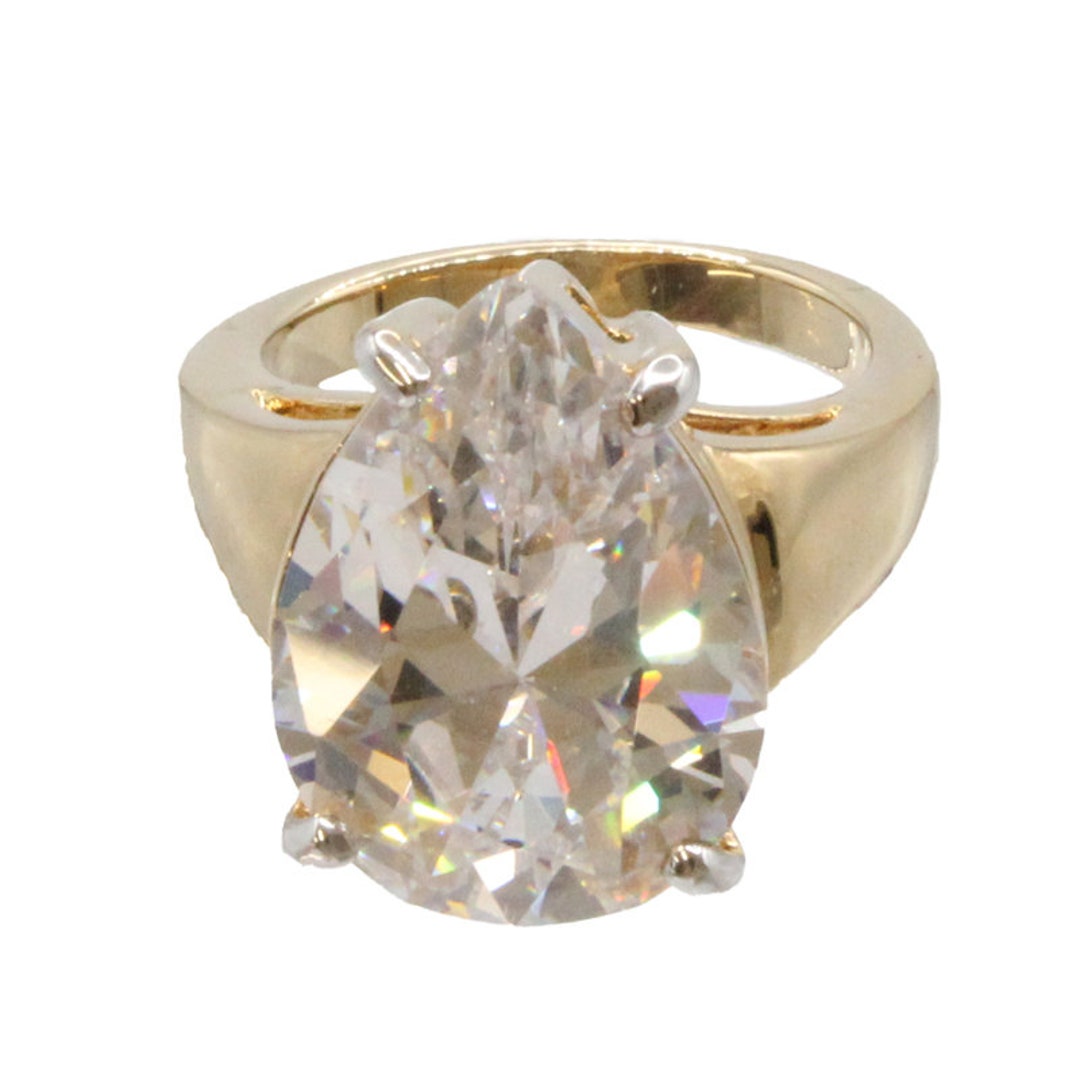 Adrian Buckley Pave Collection Gold Teardrop Crystal Ring CZR337S (S ...