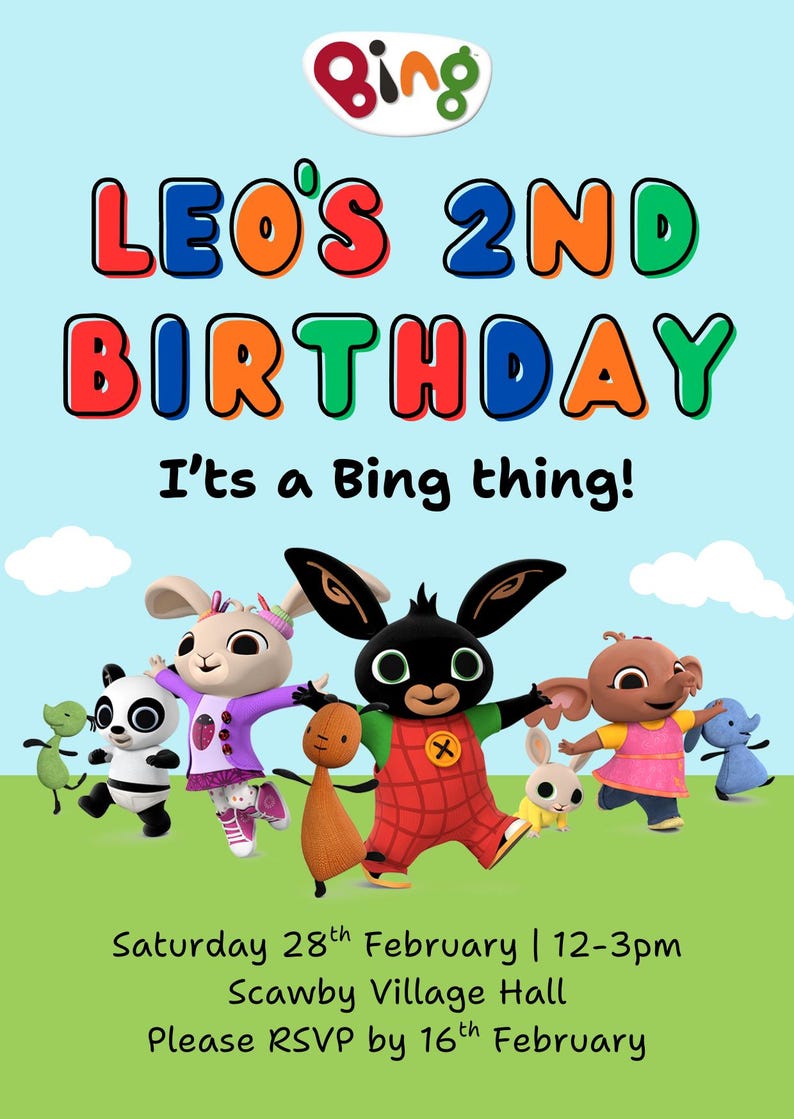 Bing Customisable Party Invitation - Etsy