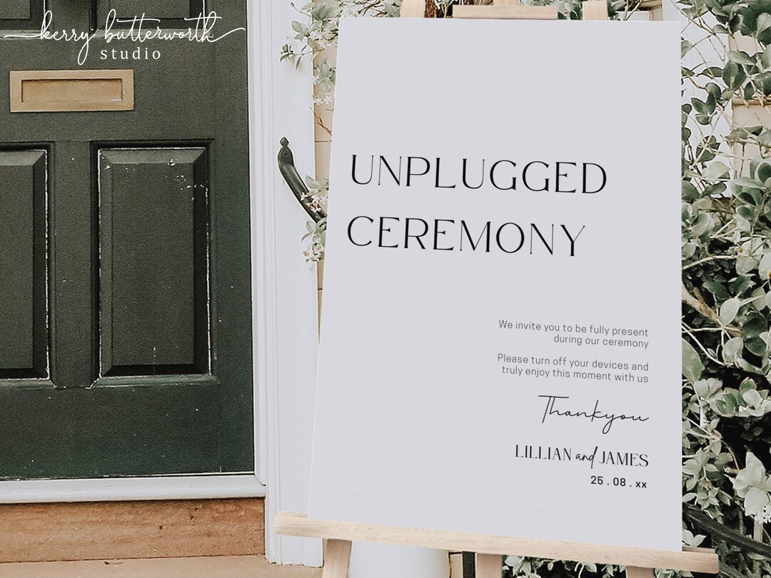 Lillian Unplugged Ceremony Sign Modern Calligraphy Wedding No Phone No ...
