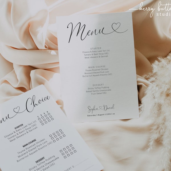 Menu Selection Card Template - Etsy