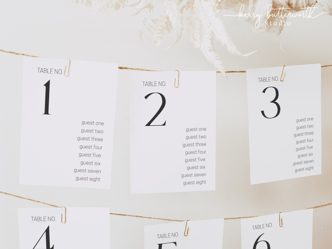 Lillian Hanging Seating Chart Simple Elegant Table Numbers Rustic ...