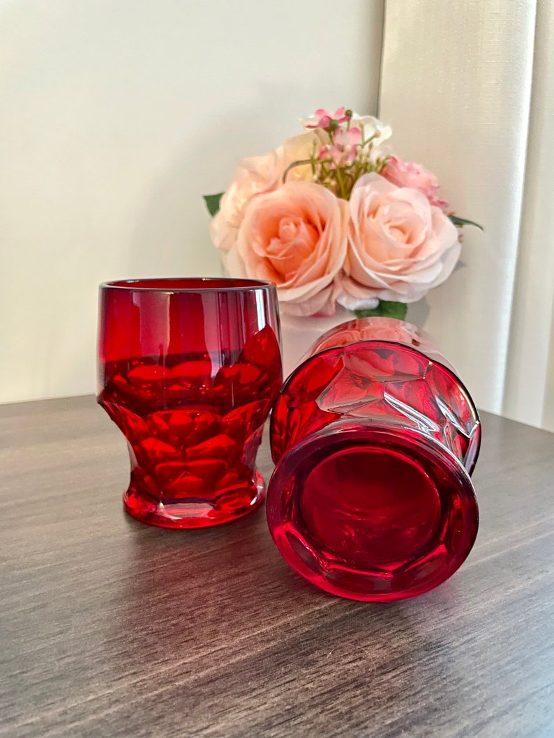 Collection of Fenton Georgian Ruby Glasses Fenton Honeycomb - Etsy