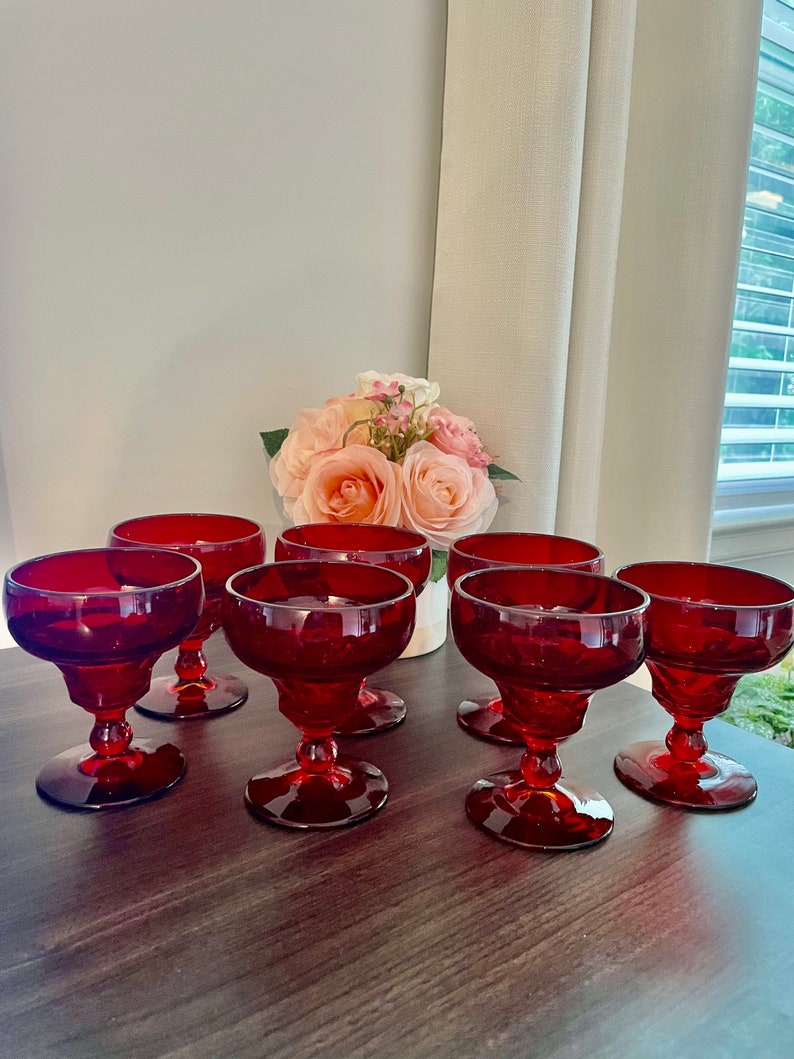 Collection of Fenton Georgian Ruby Glasses Fenton Honeycomb - Etsy