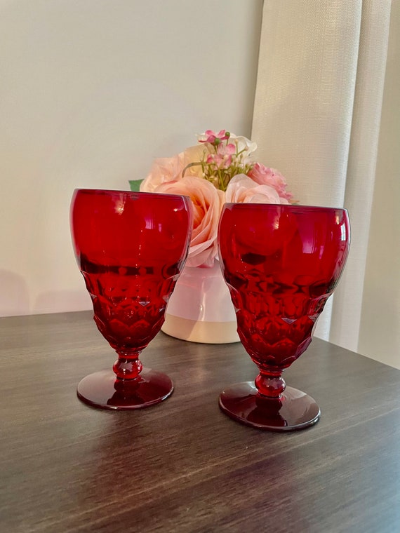 Collection of Fenton Georgian Ruby Glasses Fenton Honeycomb - Etsy