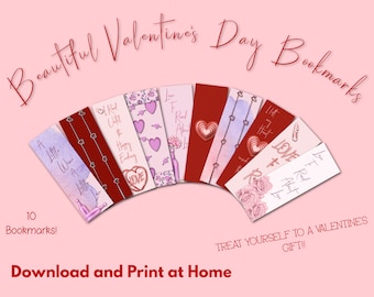 Printable Bookmarks, Bookmarks for Love Books, Valentine's Day ...