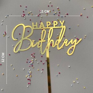 Acrylic Happy Birthday Cake Topper Sign, Gold, Party, Celebrate - Etsy UK