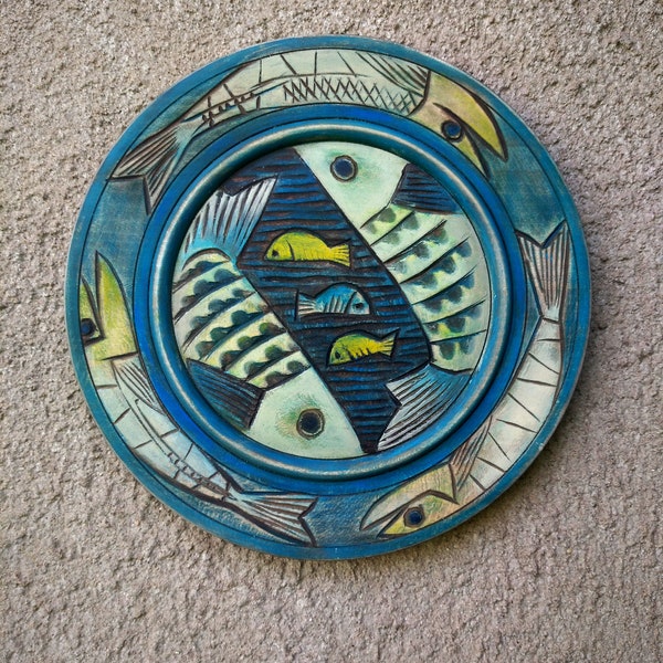 Painted Wood Fish - Etsy UK