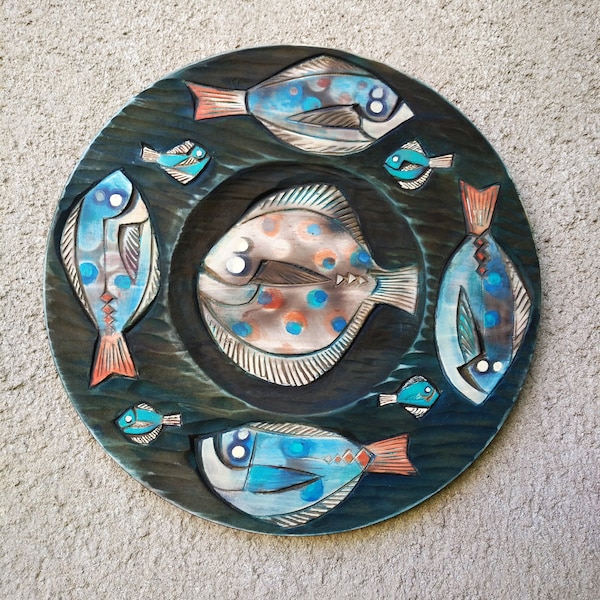 Painted Wood Fish - Etsy