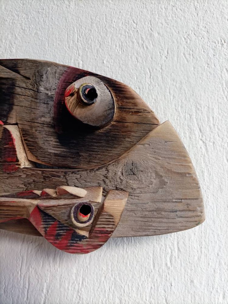 Wood Fish Sculpture, Cubist Fish Relief, Hand Made Wood Relief - Etsy