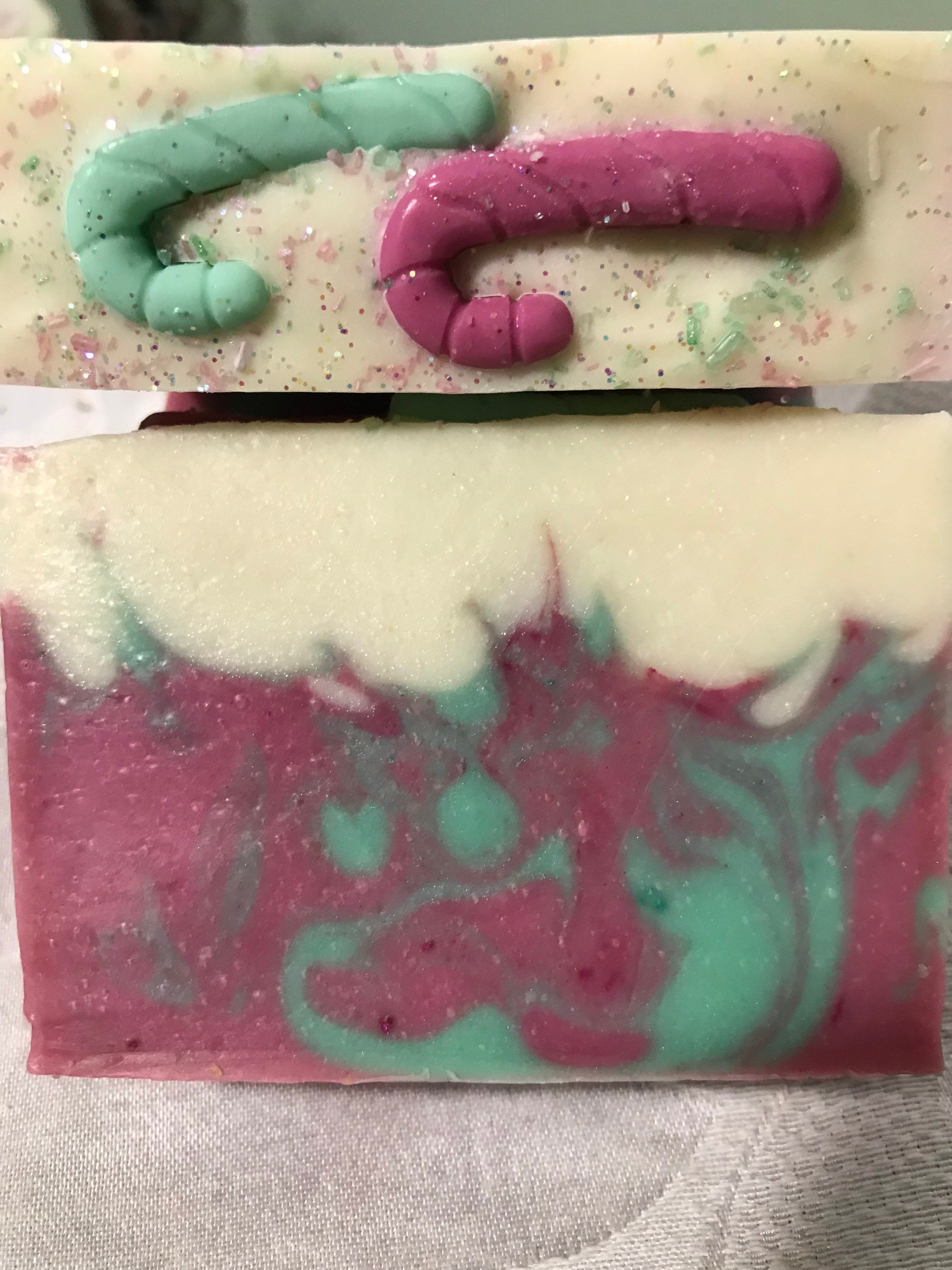 Minty Candy Cane Artisan Soap, Holiday Soap, Christmas Soap, Peppermint ...