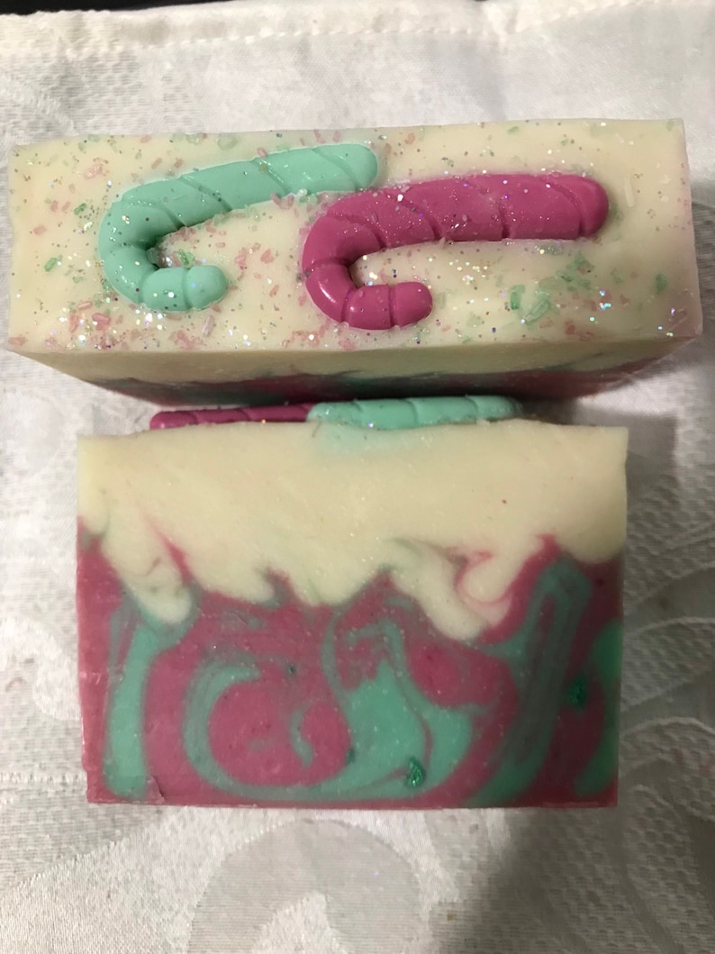 Minty Candy Cane Artisan Soap, Holiday Soap, Christmas Soap, Peppermint ...