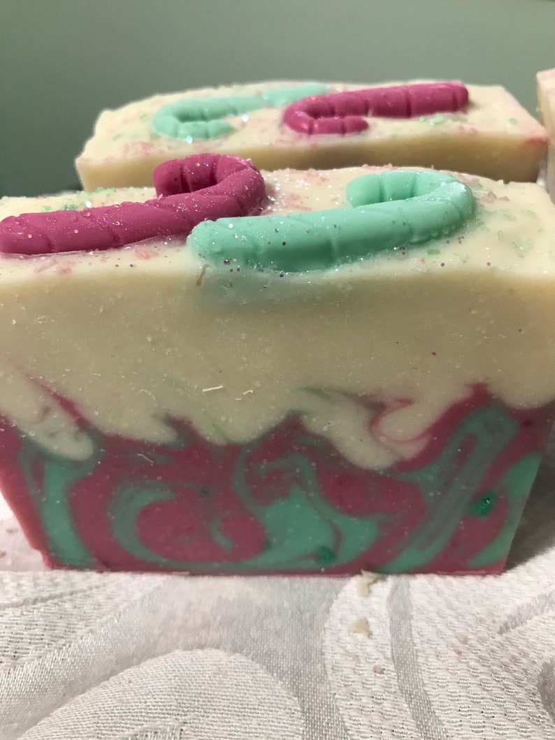 Minty Candy Cane Artisan Soap, Holiday Soap, Christmas Soap, Peppermint ...