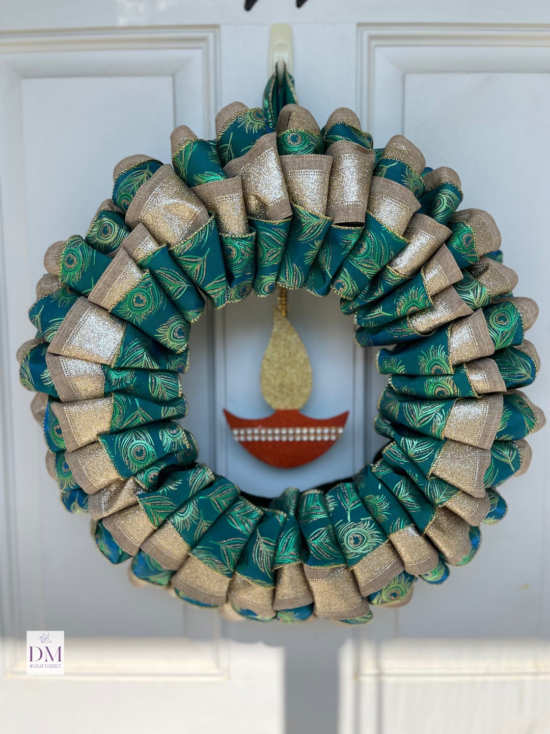 Front Door Ribbon Wreath/ Diwali Theme Wreath/housewarming Gift/diwali ...