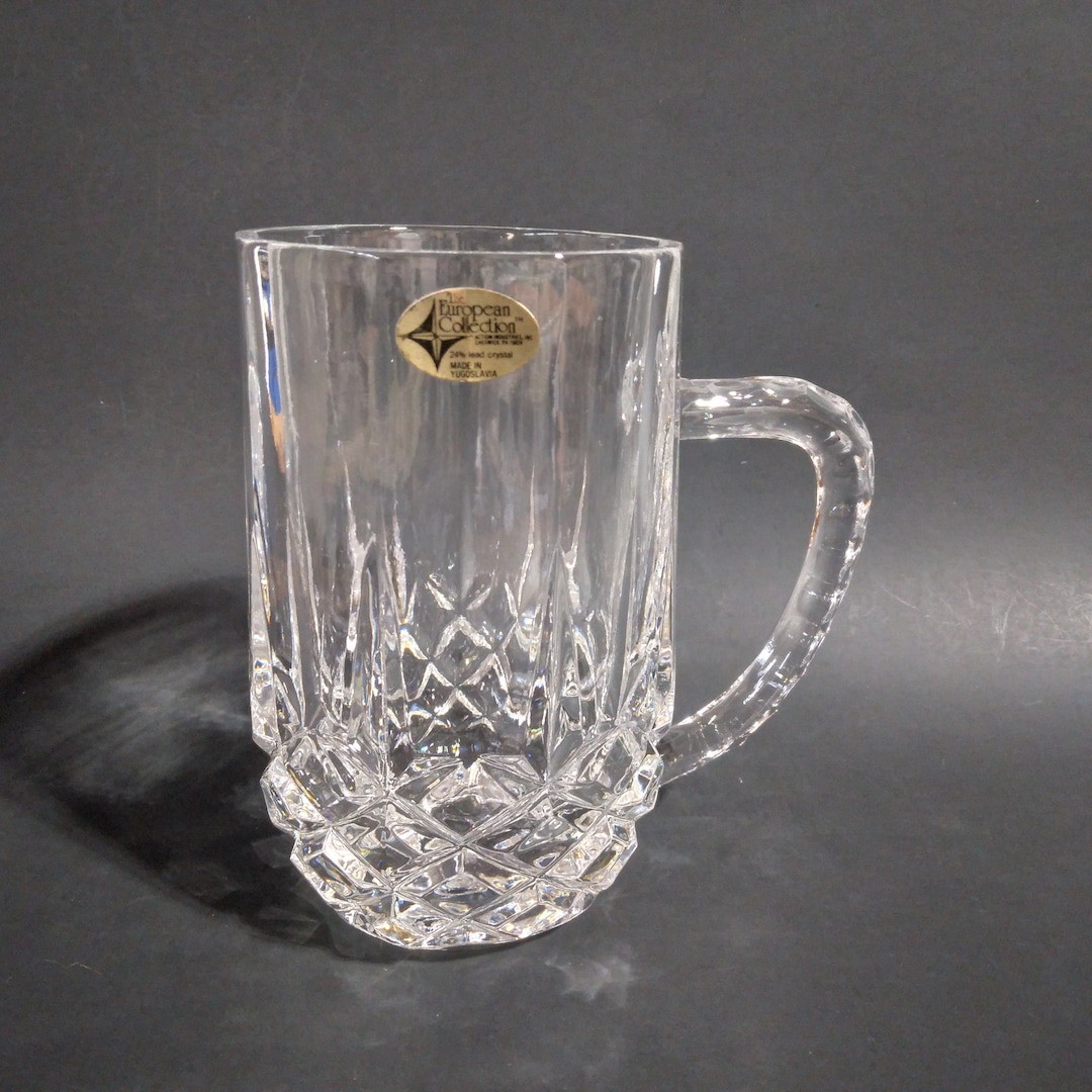 Vintage Crystal Beer Mug / Stein With Handle & Diamond Pattern by the ...