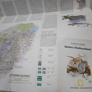 1980 Vintage National Geographic Map | Close Up: Canada, Quebec ...