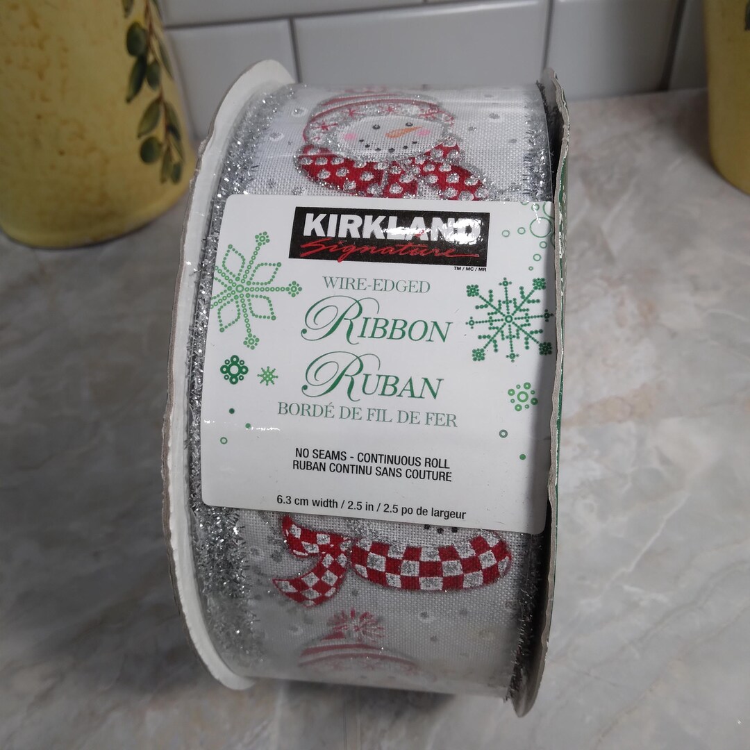 Kirkland Wire Edge Winter Snowman Christmas Ribbon, 50 Yds X 2.5, Brand ...