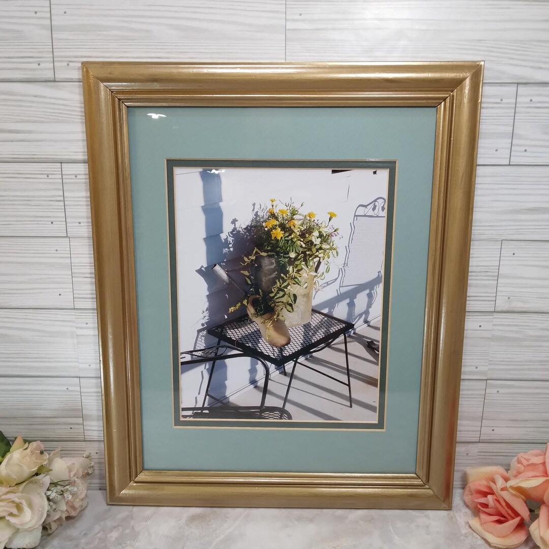 Floral Still Life Photography Art Matted Under Glass in Gold Wood Frame ...