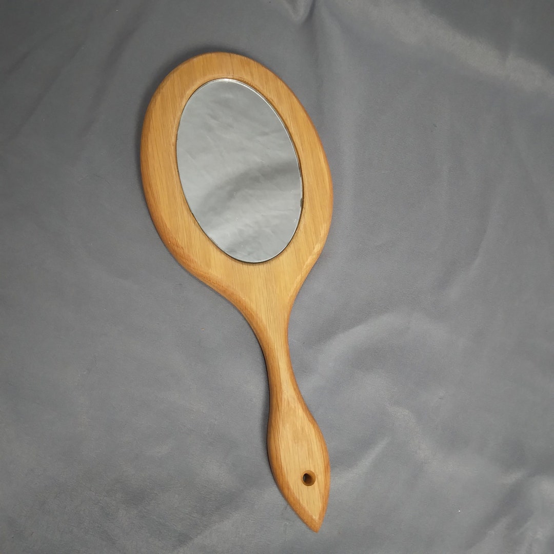 Oval Hand Mirror Vanity or Barber Handheld Solid Hardwood Mirror ...