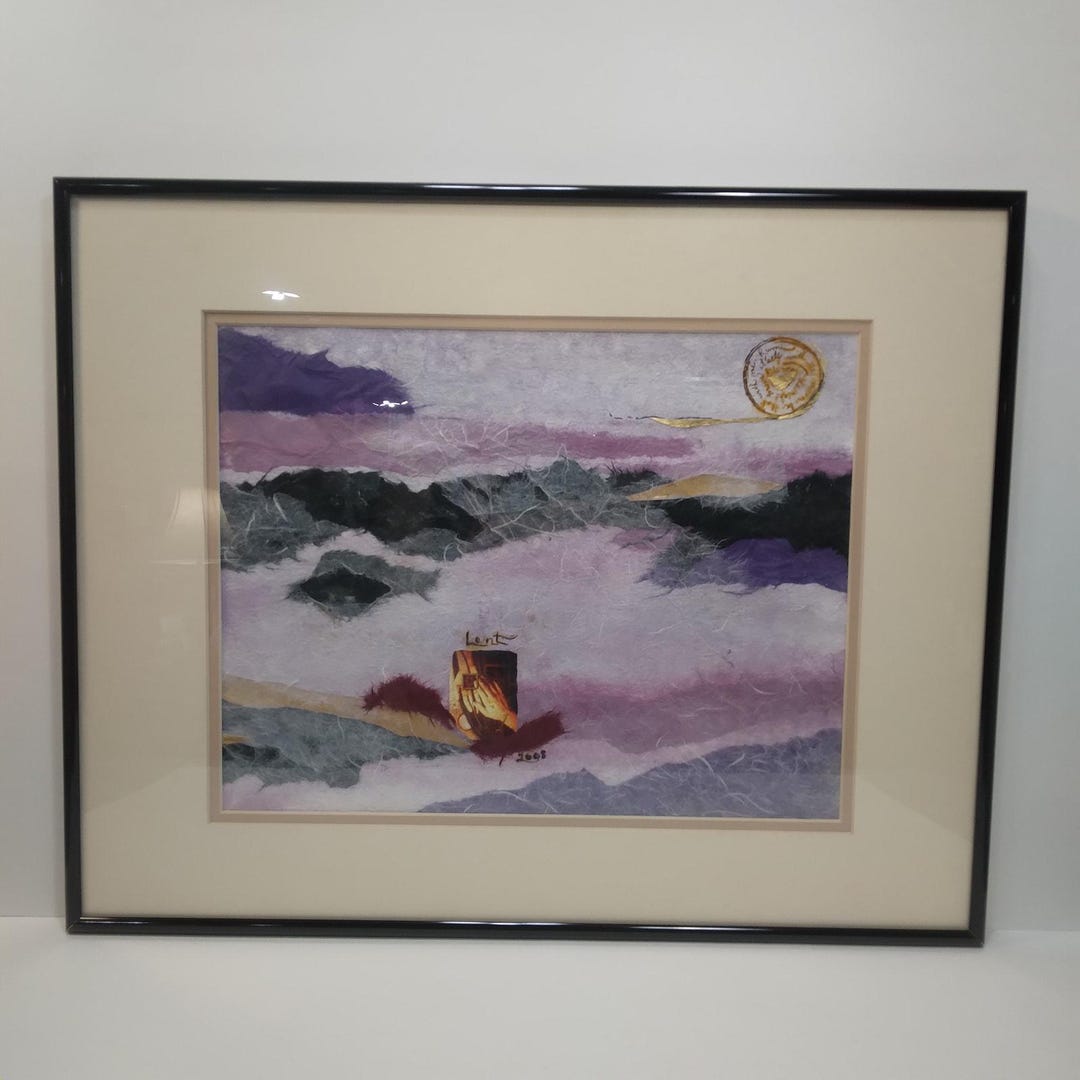 Religious Easter Lent Abstract Paper Fiber Art Matted & Framed ...