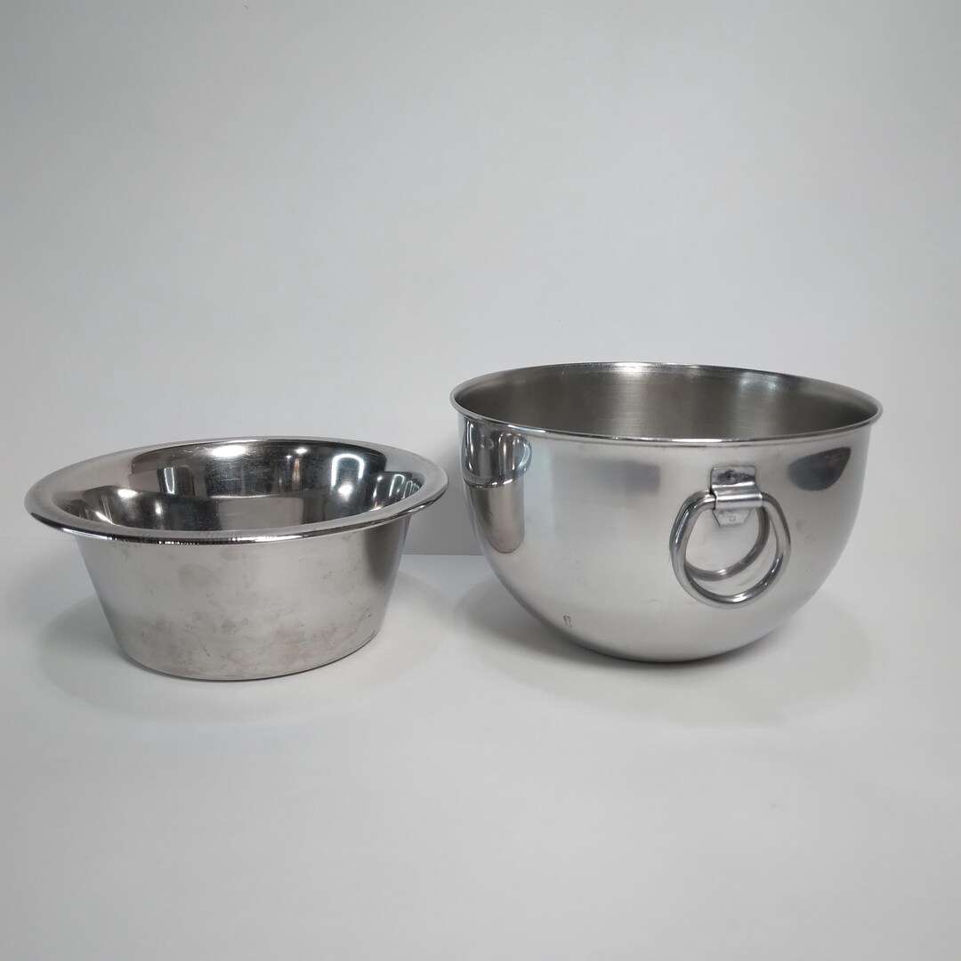 2 Small Stainless Steel Mixing Prep Cooking Bowls 1 W/hangar Ring ...