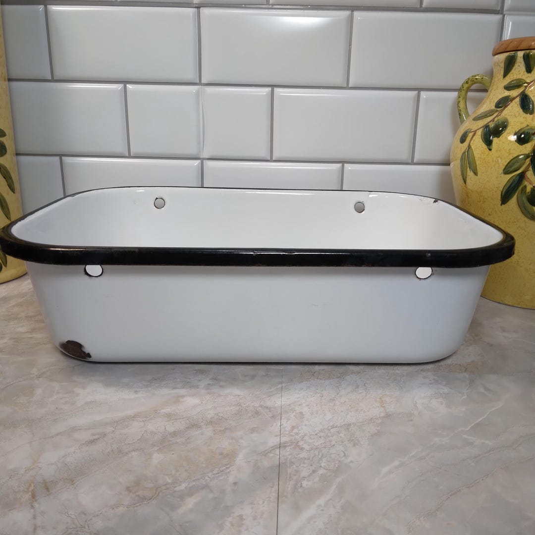 Vintage Enamelware Deep Dish / Pan / Basin / Storage, Cottage Core ...