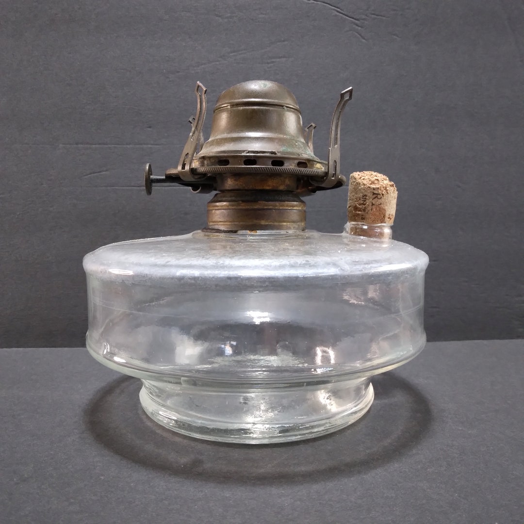 Antique No. 2 Clear Glass Font for Hanging or Wall Bracket Kerosene Oil ...