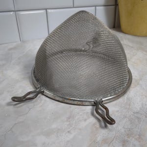 Vintage Primitive Ecko Black Corn Cob Handle Sieve Strainer Metal Mesh ...