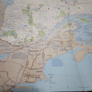 1980 Vintage National Geographic Map | Close Up: Canada, Quebec ...