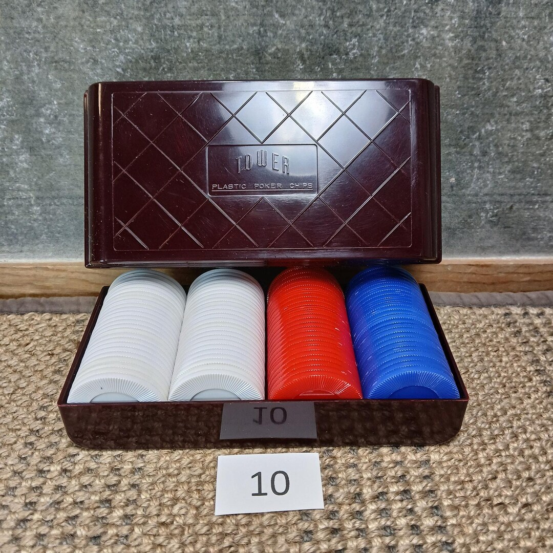 100 Vintage Tower Brand Poker Chip Set / Roulette Chips, Maroon ...