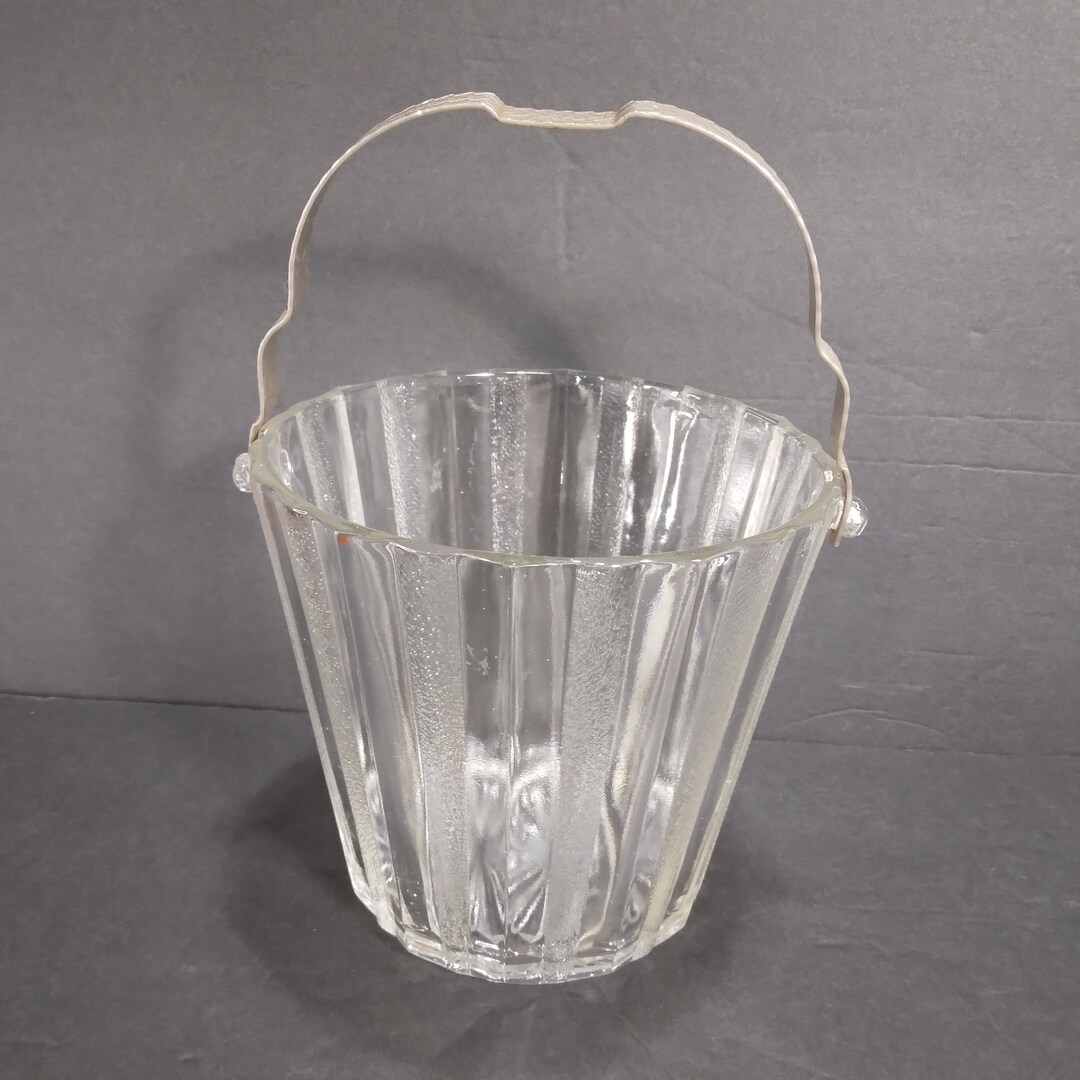 Small Glass Ice Bucket With Metal Handle by Heller Co., Brookylyn NY ...