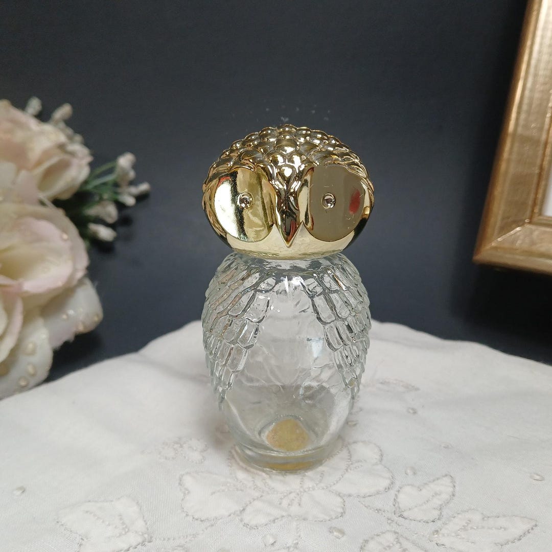 Vintage Avon Empty Glass Perfume Bottle Owl Shape With Gold Plastic Cap ...