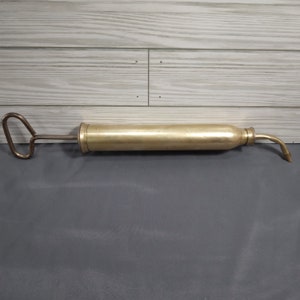 Vintage Brass Grease Gun With Mini Tip, Small Plunger Style Greasing ...