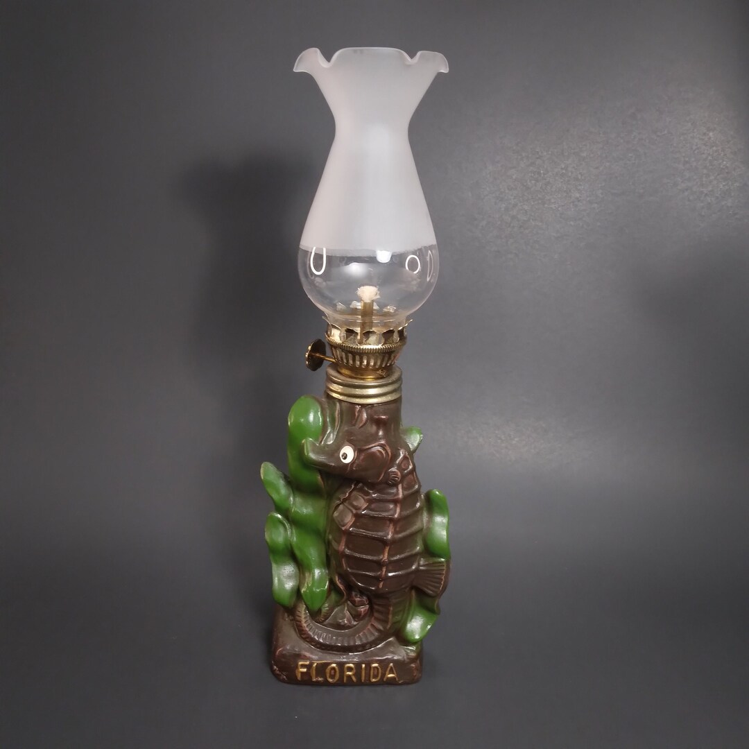 Mini Ceramic Seahorse Oil Lamp Finger Lamp Souvenir of Florida Under the Sea Vintage MCM Made in ...