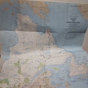 1980 Vintage National Geographic Map | Close Up: Canada, Quebec ...