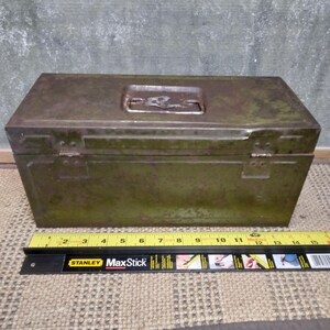 MCM 2 Tier Metal Toolbox Army Green, Vintage Hamilton Co CLIMAX, Rustic Primitive Work Shop ...