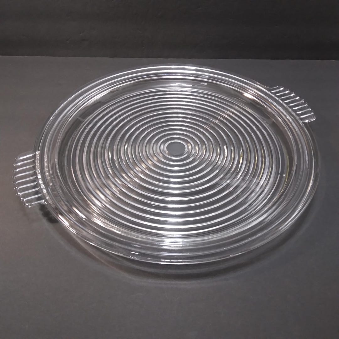 Large Glass 2 Handle Cake Plate / 14" Serving Platter, Vintage Anchor ...